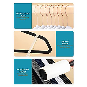 Smartor White Velvet Hangers 50 Pack Felt Hangers Non Slip Rose Gold Hook Flocked Hangers Heavy Duty Adult Hanger for Coat, Suit