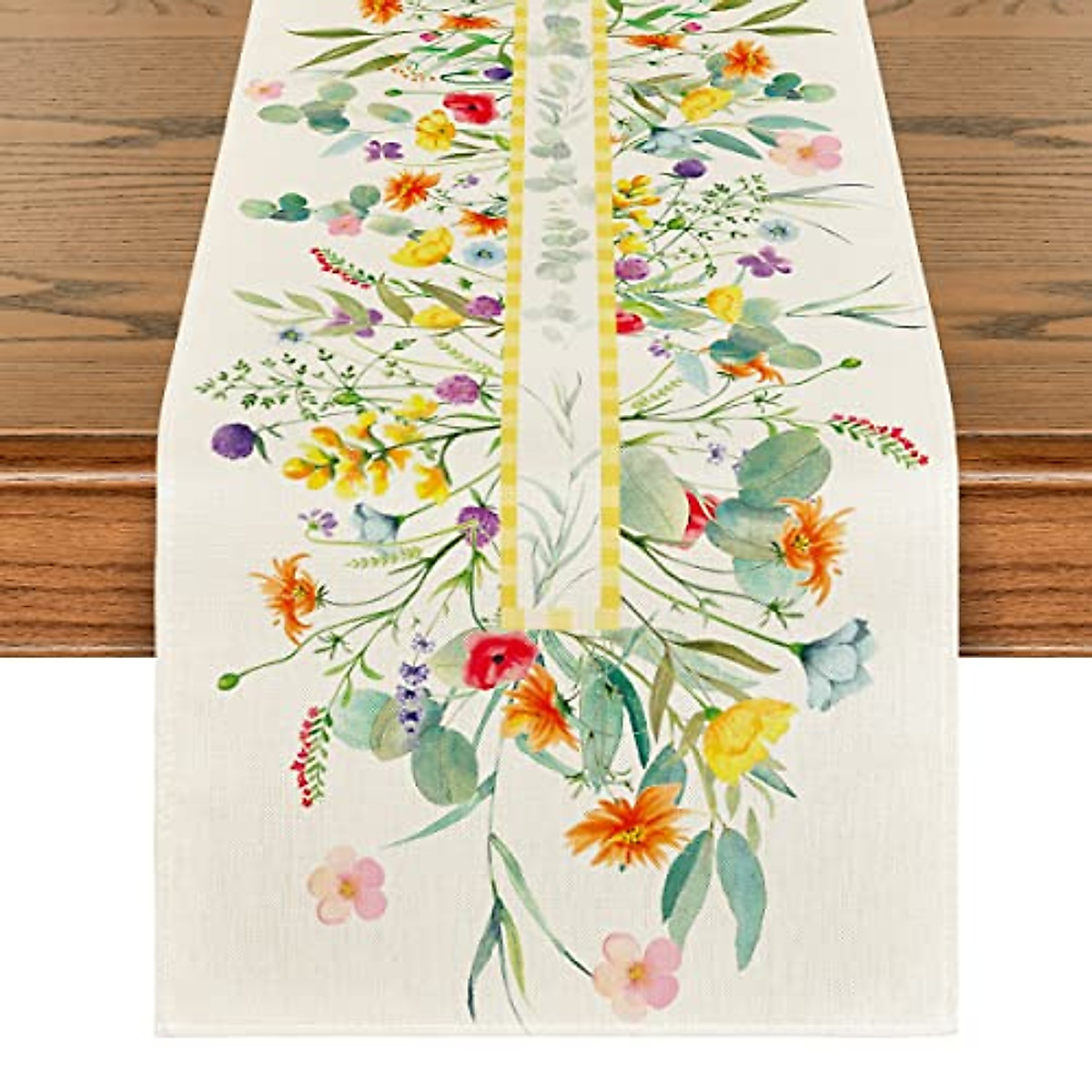 Artoid Mode Flower Floral Table Runner, Spring Summer Seasonal Kitchen Dining Table Decoration for Indoor Outdoor Home Party Decor 13 x 72 Inch