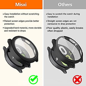 Misxi 2-Pack Hard PC Case with Screen Protector for Samsung Galaxy Watch 5 Galaxy Watch 4 44mm, Ultra-Thin Scratch Resistant Cover with Tempered Glass, Black