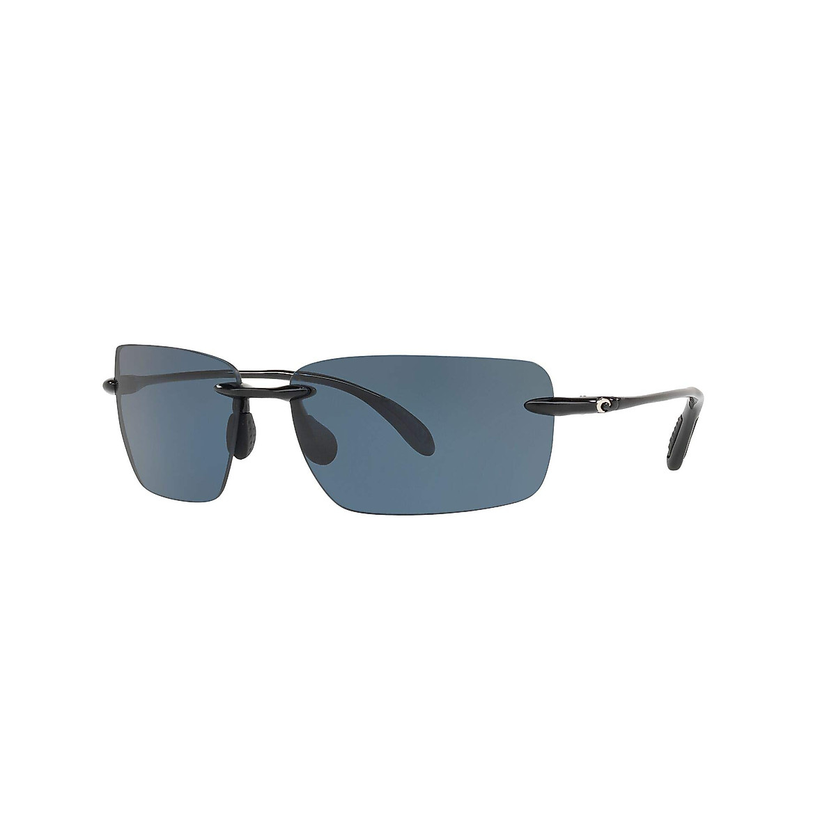Costa Del Mar Mens Gulf Shore Rectangular Sunglasses, Shiny Black/Grey Polarized-580P, 66 mm