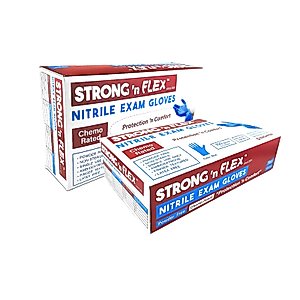 STRONG 'n FLEX Box of Medium Nitrile Exam Gloves, 100 ambidextrous gloves