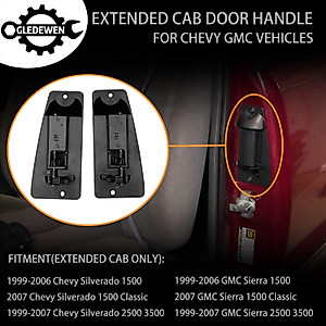 Extended Cab Door Handle Rear Left Driver and Right Passgenger Side | for 1999-2007 Chevy Silverado GMC Sierra 1500 2500 3500 | Replaces# 15758171, 15758172