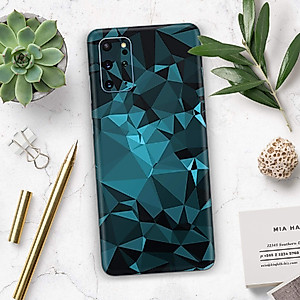 DesignSkinz Turquoise and Black Geometric Triangles Protective Vinyl Decal Wrap Skin Cover Compatible with The Samsung Galaxy S20 (Screen Trim & Back Glass Skin)