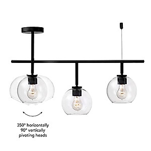Globe Electric Mika 3-Light Track Lighting, Matte Black, Bulb Not Included