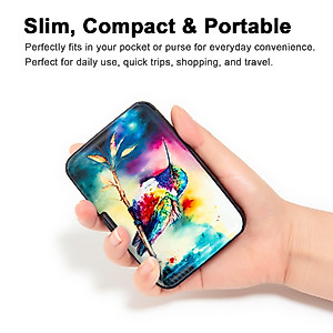 Kaabao Credit Card Holder for Women Men RFID Blocking Wallet Small Business Metal Slim Mini Aluminum Hard Case (Watercolor Painting Hummingbird)