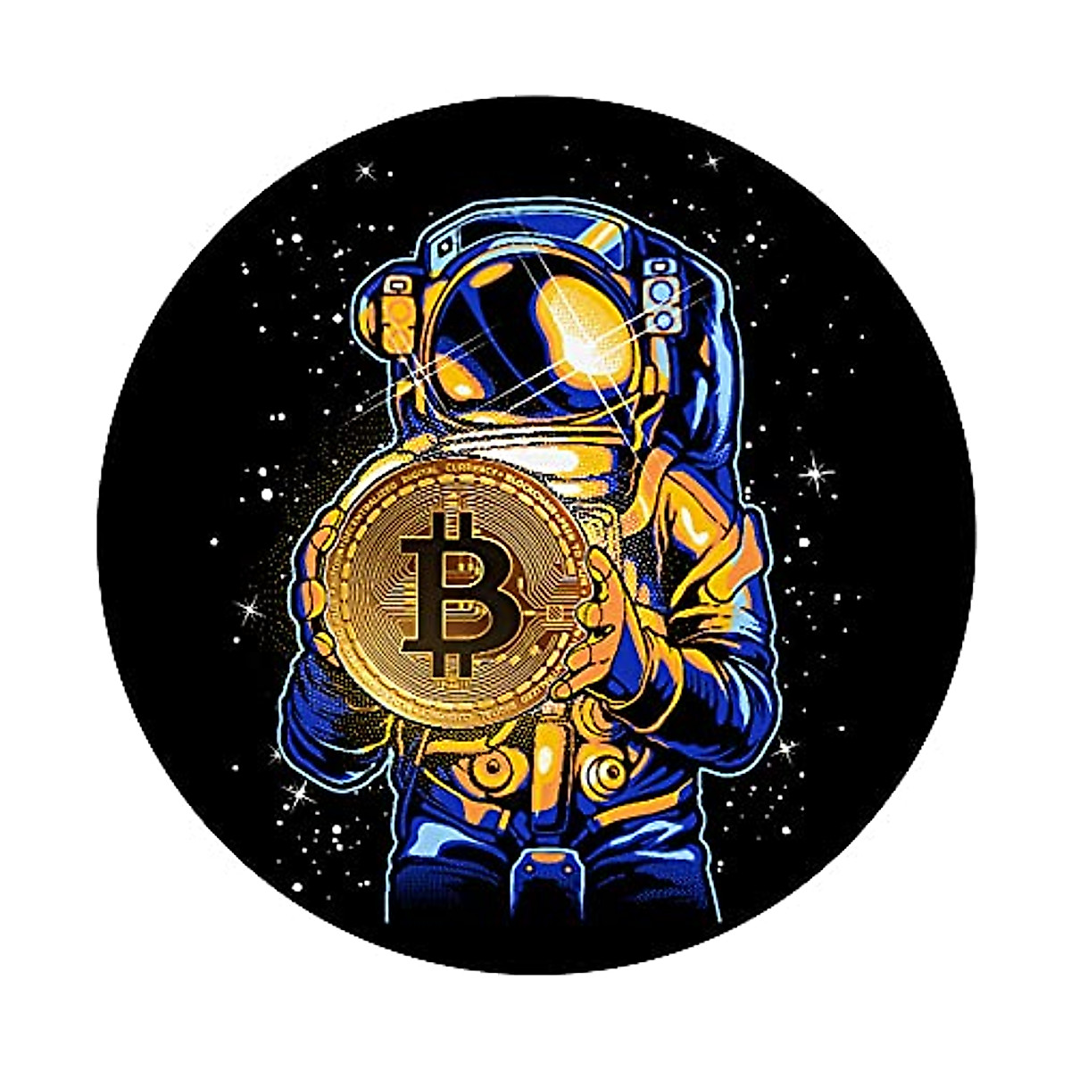 Bitcoin Astronaut Crypto Currency Art Future Minimal Design PopSockets Swappable PopGrip