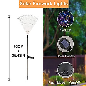 Nantala Solar Firework Lights, Outdoor Solar Garden Lights Waterproof,8 Lighting Modes 120 LED Twinkling and Steady, Suitable for Gardens, courtyards, Parties, Flowerbed (2 Pack, Colorful)
