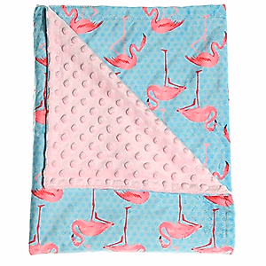 Baby Blanket Super Soft Minky Blanket with Double Layer Dotted Backing Pink Flamingo Security Blanket for Newborns Nursery Stroller Receiving Toddlers Crib Bedding for Boy or Girl(30 x 47 Inch)
