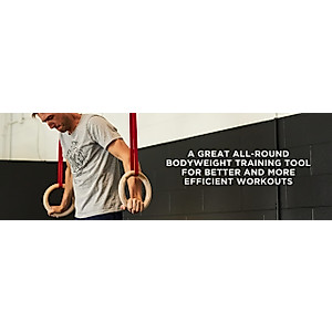 Escape Climbing Rings | Rock Climbing Training Rings | Wood Strength Training | Gymnastic Rings Set with 15’ Adjustable Straps| Great for Gyms