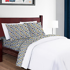 Softan Bed Sheet Set for Kids Boys, Twin Size Kids Sheets Microfiber Kids Fitted Sheet, Breathable & Silky Soft Feeling Kids Sheet Set 3 PCs Excavator Kids Twin Bed Sheet