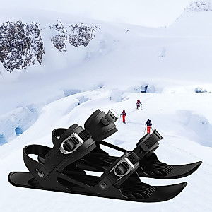Mini Ski Shoes,Portable Ski Skates,,Adjustable Outdoor Skiing Winter Sports Equipment,Winter Ski Shoes Men's and Women's Snowboards.Suitable for Snow Parks, Hiking Trails, Outdoor Skiing,Black