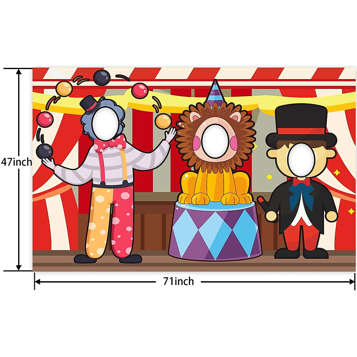 Circus Troup Photo Banner Backdrop Background Photo Booth Props Pretend Play Party Game Clown Lion Theme Decor for Kid Carnival Circus Party 1st Birthday Party Baby Shower Favors Supplies Decorations
