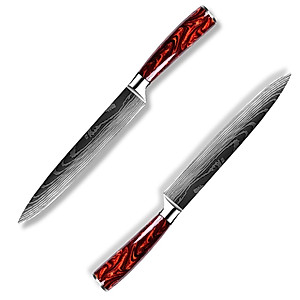 SHOKUNIN USA Ultra Sharp Premium 8-inch Stainless Steel Carving Knife - Ergonomic Design - Best for Slicing Roasts, Meats, Fruits and Vegetables - Multipurpose Knife - (8" Carving Knife)