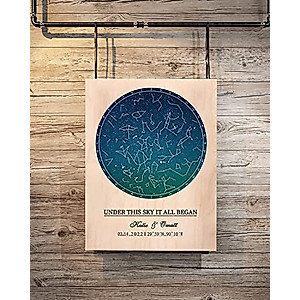 Bohva Gifts for Boyfriend Anniversary Wedding Gift for Him, Valentines Couples Engagement Birthday Gift for Husband, Personalized Gift for Men, Custom Star Map the Night Sky Print On Wood
