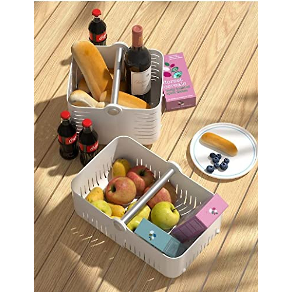 2pcs Plastic Storage Basket, Shower Caddy Organizer with Handles Storage Tote Bin Box for Bathroom, Dorm, Kitchen, Bedroom (2pcs)