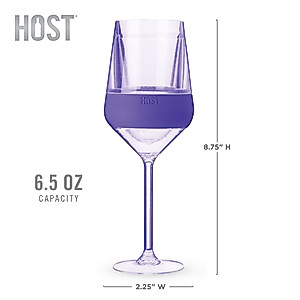 Host Wine Freeze Double-Walled Stemmed Wine Glasses Cooling Cups with Active Cooling Gel and Insulated Silicone Grip, 6.5 Oz Plastic, Tinted, Set of 4