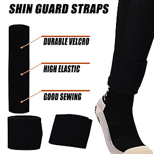 Grip Soccer Socks with Shin Guard Sleeves & Straps | Anti Slip Non-Skid Durable & Comfy Football Socks for Training & Matches
