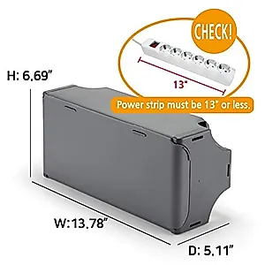 POINT & EDGE TAP-UP Cable Box, Desk Mounted Cable Management Box, Cord Organizer - Easy to Install Without Drilling Any Holes to Your Desk (Grey)