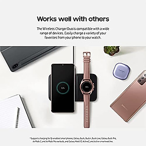 SAMSUNG 9W Wireless Charger Duo w/ USB C Cable, Charge 2 Devices at Once, Cordless Super Fast Charging Pad for Galaxy Phones and Devices, 2021, US Version, White