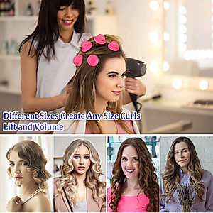 36 Pcs Magic Hair Rollers Heatless Silicone Hair Curlers 0.79 inch Self Grip DIY Hair Styles for Long Medium Short Hair Women Girls with 1 Net Cap 1 Zipper Bag 100 Rubber Bands Pink