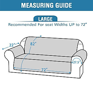 Sofa Slipcover 100% Waterproof Sofa Cover Couch Cover Premium Velvet Classic Flower Pattern Furniture Protector Non Slip with Elastic Straps for Pets Dogs Width Up to 72 Inch (Large Sofa, Grey)