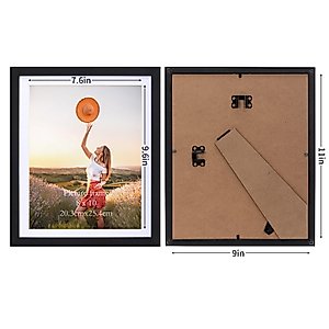 Lyeasw 8x10 Picture Frame Black Set of 15, Display Pictures 8x10 with Mat or 9x11 without Mat, Multi Photo Frames for Wall or Tabletop