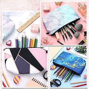 Sanwuta 12 Pieces Cosmetic Makeup Bags Printed Roomy Toiletry Waterproof Beauty Bag Organizer Pouches with Zipper Makeup Accessories for Women(Marble Style)