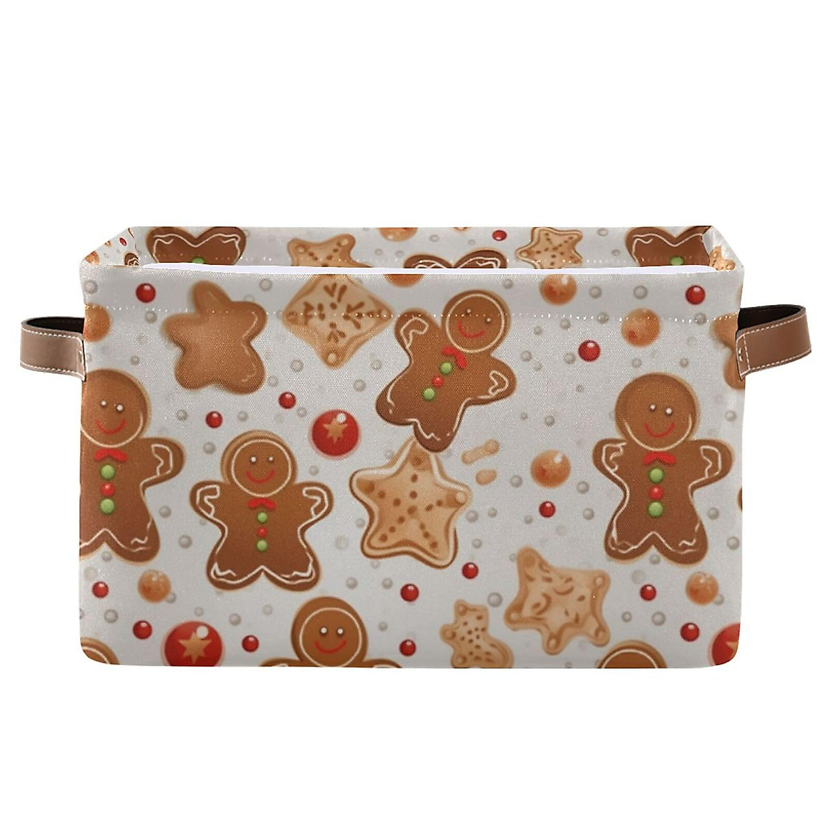 senya Christmas Storage Basket, Christmas Gingerbread Decoration Foldable Fabric Collapsible Storage Bins Organizer Bag for Storage Clothes