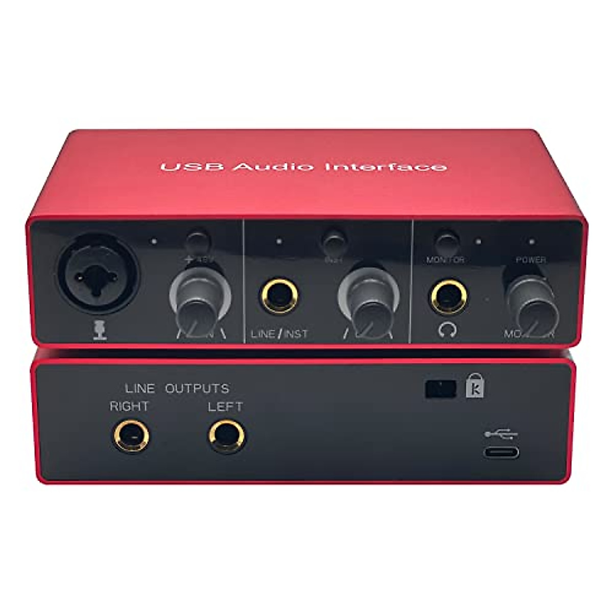Audio Interface USB Audio Interface with Mic Preamplifier USB Audio Mixer Recorder with 48V Phantom Power, 24 Bit, Support Tablet, Computers and Other Equipment Recording （NO DAW Software included）