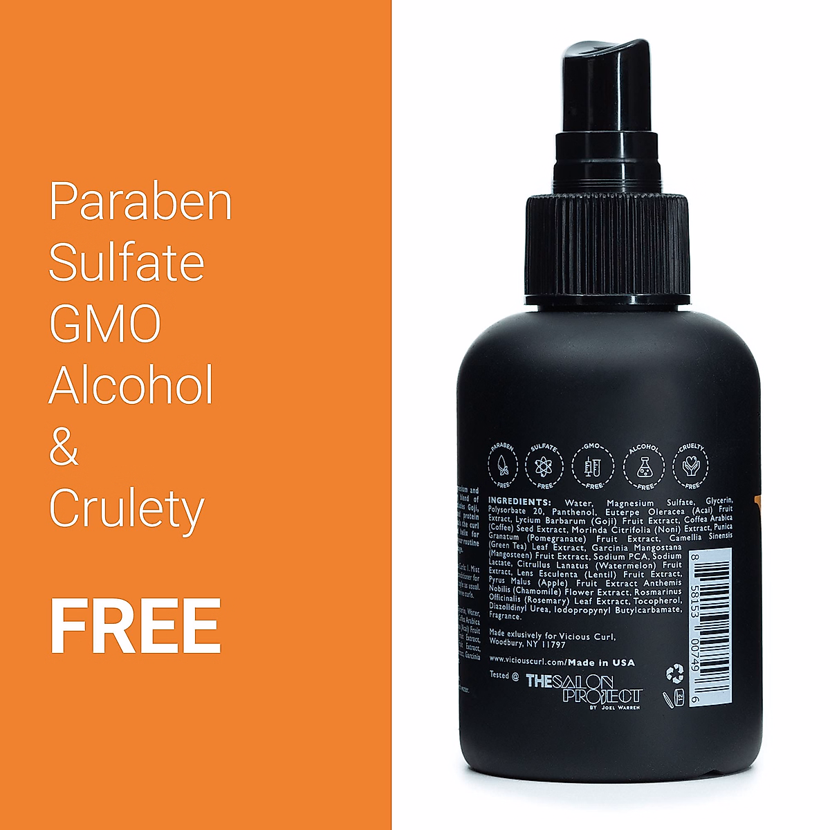 Vicious Curl Curlicure Therapy Mist – Leave in Conditioner Spray/Hair Moisturizer for Curly Hair – Anti Frizz Spray – Treatment Hair Spray (4 oz)