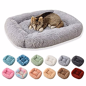 Durable Comfortable Natural Cat Dog Beds for Pet,Square Plush Dog Cat Thickened Warm Soft Pet Tent Cave Nest Bed Mat Pad Kennel - Hot Pink S