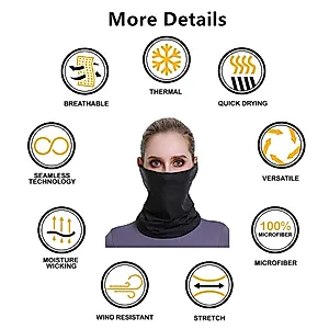 VANCROWN Neck Gaiter Headband Headwear Head Wrap Face Mask Magic Scarf Bandana for Men and Women (6PCS.Solid Color.2)