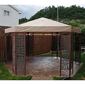 Garden Winds Wood Heaxgon Gazebo Replacement Canopy Top Cover - RipLock 350