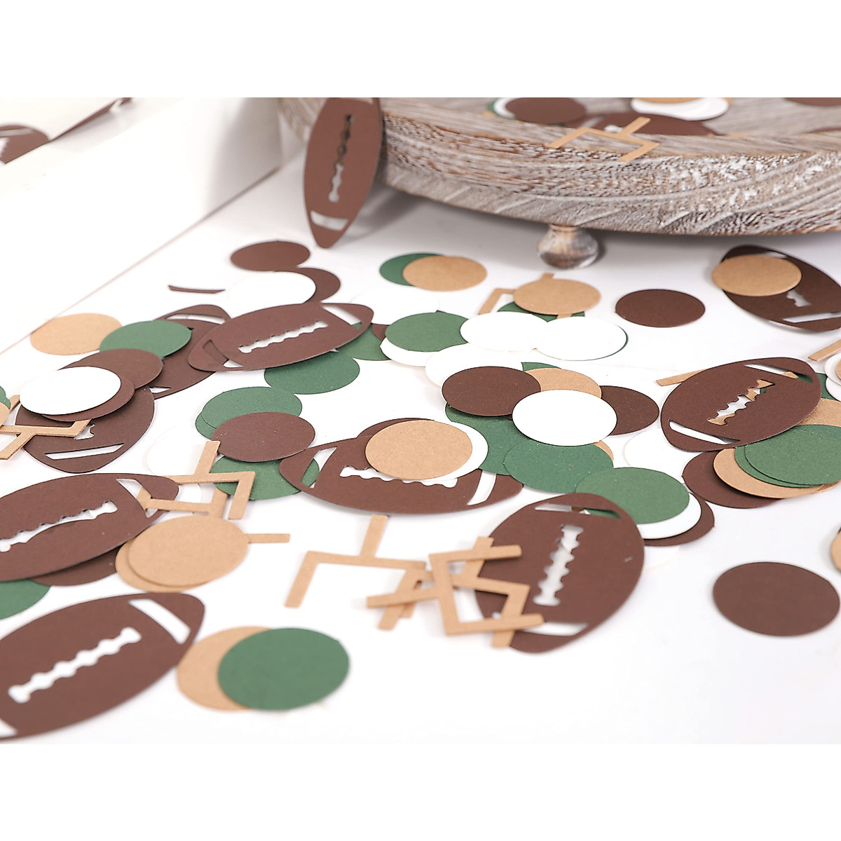 210 Pieces Football Party Table Confetti - First Year Dow，Baby Shower Sport Game Day Party Supplies，Superbowl Party Decorations，First Touch Down，Baby Boy，Brown Olive，First Year Down Football Birthday