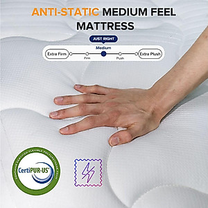 TXO King Size Mattress, 12 Inch Medium Firm Hybrid Mattress with Antistatic Breathable Euro Top Cover, Motion Isolation, Pressure Relief, King Mattress in a Box