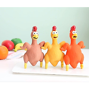 Rubber Chicken Dog Toy Squeak, 3 Pack Latex Screaming Chicken Dog Toys That Makes Noise, Funny Squeaky Interactive Puppy Dog Toys for Boredom, Dog Fetch Toy with Squeakers for Small Medium Large Breed