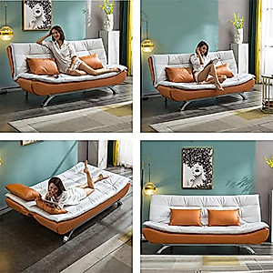 JHKZUDG Sofa Bed,2 Seater Sofa Technology Cloth Recliner Sleeper Sofa,3 Angles Adjustable Back with Chrome Legs,Convertible Folding Sofa Bed, for Living Room Bed Room,Blue