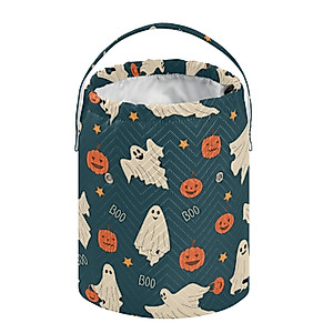 Aslsiy Yarn Bag Ghost Carry Pumpkin Basket Small Crochet Bag Halloween Knitting Project Bag for Yarns Crochet Accessories Gifts for Crocheter Knitter