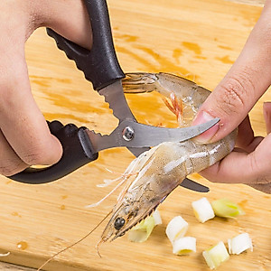 4PCS Seafood Scissors Crab Scissors Stainless Steel Seafood Fish Crab Shrimp Lobster Scissors for Kitchen, Multifunctional Crab Leg Crackers and Tools Black