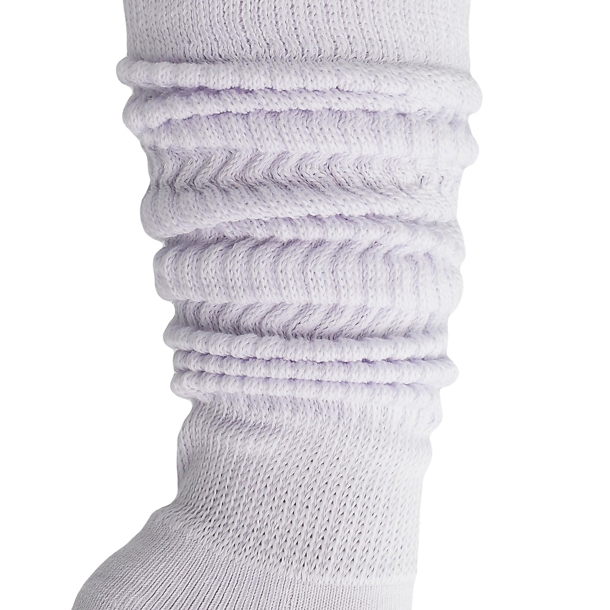AWS/American Made Slouch Socks Cotton Scrunch Knee High Extra Long and Heavy Socks (White, 2)