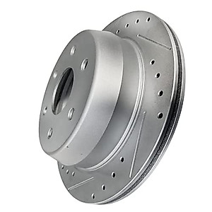 WEIZE Rear Truck & Tow Brake Rotors Kit, Carbon Fiber Ceramic Brake Pads and Drilled/Slotted Brake Discs, Fit for Chevy Silverado GMC 1999-2006