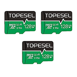 TOPESEL 128GB Micro SD Card 3 Pack Memory Cards A1 V30 U3 Class 10 Micro SDXC UHS-I TF Card for Camera/Drone/Dash Cam(3 Pack U3 128GB)