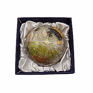 Unique Art 3-Inch Pearl Swirl Ocean Gemstone World Globe Paper Weight