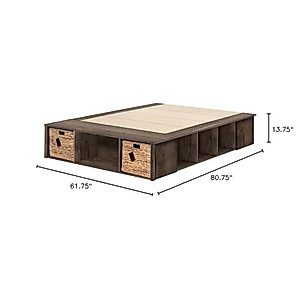 South Shore Bed with Baskets, Queen, Fall Oak