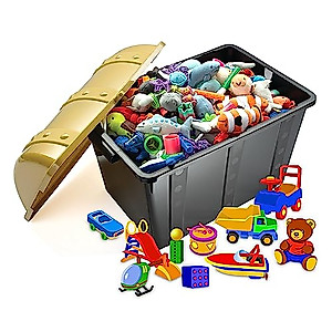Fun Express Large Kids Treasure Chest Box - Fun Plastic Storage Bin for Toys, Rewards and Stuffed Animals Multi-Purpose Kids Treasure Box and Ultimate Toy Organizer