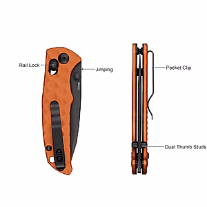 OKNIFE Rubato 3 Pocket Knife with 154CM Stainless Blade, Folding Knife for Camping, Hiking, Indoor and Outdoor Activities (Orange)