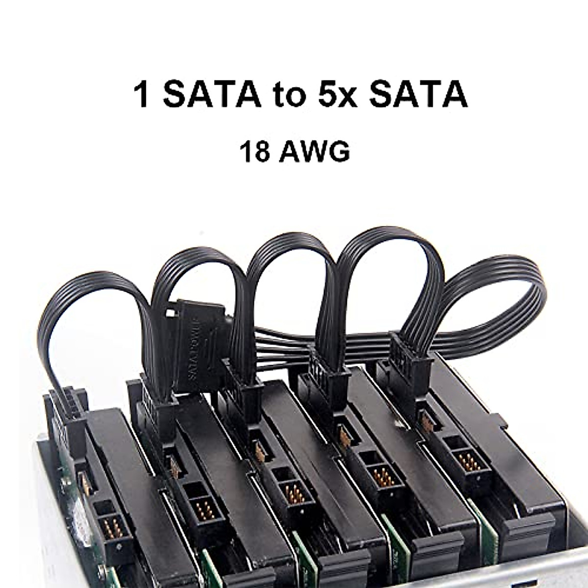 RGEEK SATA Power Splitter Cable, 15 Pin SATA to 5 SATA Power Splitter Cable Apply for HDD、SSD、Optical Drives Sata Power Cable -24 Inches