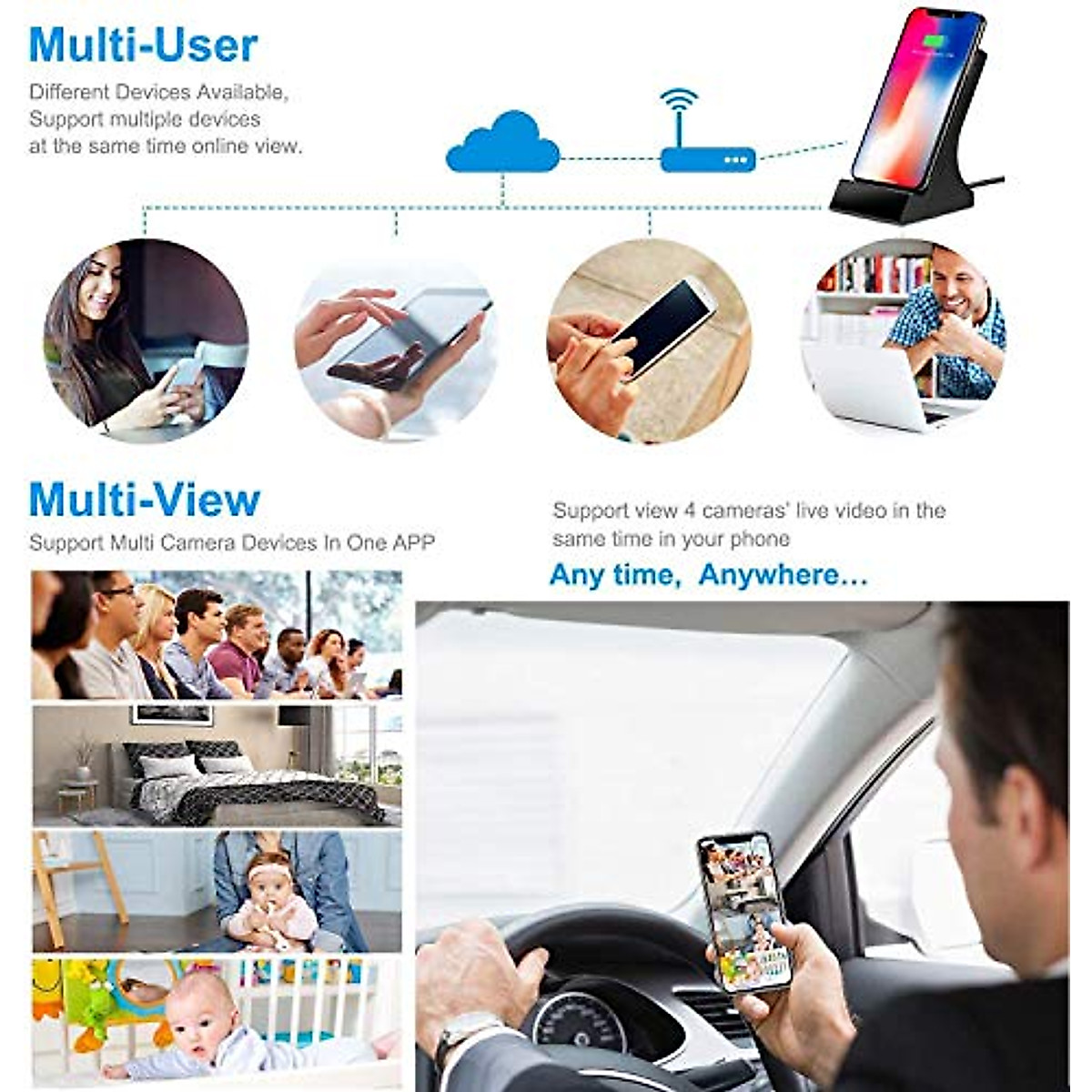 LIZVIE Wireless Charger with Spy Hidden Camera, 1080P HD Mini Smart Nanny Security Cam WiFi Remote Viewing/Night Vision/Motion Detection