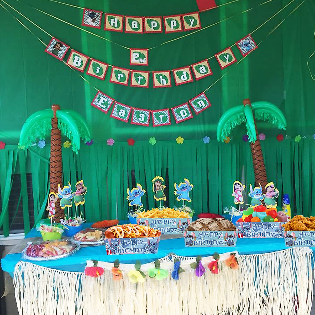 Stitch Birthday Decorations - 24pcs Stitch Party Paper Food Trays, Stitch Theme Party Paper Trays for Lilo and Stitch Birthday Party Decorations