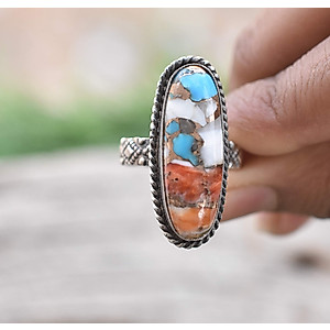 Rekha Gems Oyster Copper Turquoise- 925 Sterling Silver Ring-Turquoise Jewelry- TQ-16 (6.50 US)